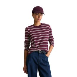 Marc O'Polo Damen Langarmshirt "aus Organic Cotton", lila, Basic, Gr. XL, MARC O'POLO DENIM, gestreift, Obermaterial: 100% Baumwolle, Shirts