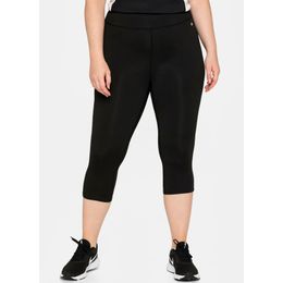 sheego Damen Caprileggings, schwarz, Gr. 58, unifarben, 90% Polyester, 10% Elasthan, Hosen