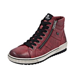 Remonte Damen Schn&uuml;rboots, Gr. 41, rot, Leder, Lederimitat, Schuhe, Plateau, Schn&uuml;rstiefelette, Boots in Crash-Optik