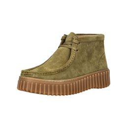 Clarks Damen Schn&uuml;rstiefelette "Clarks Stiefelette Veloursleder", Gr. 39,5, gr&uuml;n, Veloursleder, Schuhe