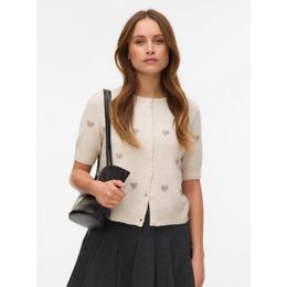V&eacute;ro Moda VERO MODA Damen Strickjacke "VMDOFFY INTARSIA 2/4 O-NCK CARDIGAN NOOS", beige, Gr. M, gemustert, Strick, Obermaterial: 94% Polyester, 3% Elasthan, 3%