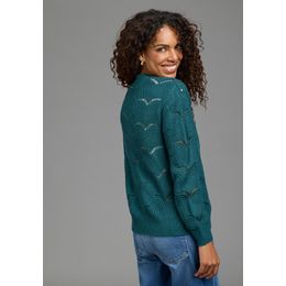 Laura Scott Damen Strickjacke "mit Ajourstrickmuster"petrol, Gr. 40, unifarben, Strick, Obermaterial: 100% Polyacryl, Strickjacken, kurz geschnitten