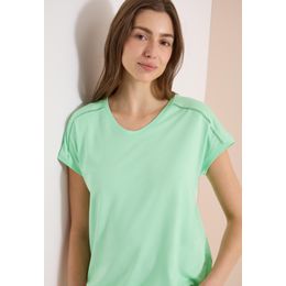 Cecil Damen T-Shirt, gr&uuml;n, Gr. XXL, unifarben, Jersey, Obermaterial: 50% Baumwolle, 50% Modal, Shirts, mit elastischem Bund