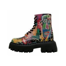 DOGO Damen Chelseaboots "Navy Schn&uuml;rstiefel Boots No More Drama Damen Stiefeletten", Gr. 38, bunt, Lederimitat, Schuhe, Handgefertigt