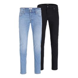 Jack & Jones JACK & JONES Herren Slim-fit-Jeans "JJIGLENN JJORIGINAL SQ 356/330 2 PK MP", schwarz-wei&szlig;, Gr. 31, Abriebeffekte, Denim/Jeans, Obermaterial: 76%