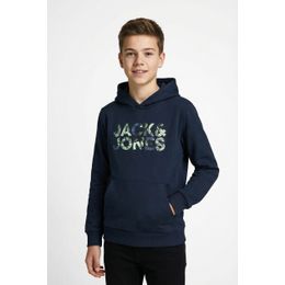 Jack & Jones Kinder Kapuzensweatshirt "JJEJEFF LOGO SWEAT HOOD JNR"sky captain, Gr. 152, JACK & JONES JUNIOR, bedruckt, angeraute Sweatware, Obermaterial: 70%