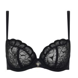 Chantelle Damen B&uuml;gel-BH "FLEURS", Gr. 85schwarz, Obermaterial: 51% Polyamid, 28% Polyester, 21% Elasthan, BHs, mit floraler Stickerei