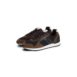 Tommy Hilfiger Herren Sneaker "T HILFIGER CORE MIX RUNNER", Gr. 42, braun, Leder, Lederimitat, Textil, Veloursleder, Schuhe, Schn&uuml;rschuh, Halbschuh,