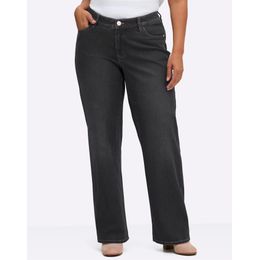 sheego Damen Bequeme Jeans, schwarz, Gr. 52, unifarben, 56% Baumwolle, 19% Polyester, 14% Lyocell, 10% Viskose, 1% Elasthan, Jeans