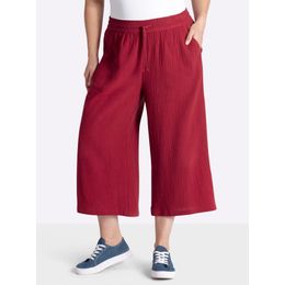 sheego Damen 3/4-Hose, rot, Gr. 50, unifarben, 100% Baumwolle, Hosen