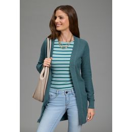 Laura Scott Damen Strickjacke, gr&uuml;n, Basic, Gr. 36, unifarben, Feinstrick, Obermaterial: 100% Baumwolle, Strickjacken, leichte &Uuml;bergangsjacke mit