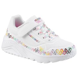 Skechers M&auml;dchen Sneaker "UNO LITE", Gr. 31, bunt, Lederimitat, kontrastfarbene Details, Schuhe, Klettschuh mit bunten Herzen, Gr&ouml;&szlig;enschablone zum