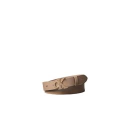 Calvin Klein Damen Lederg&uuml;rtel "ROUND CK BUCKLE 30MM BELT INLAY", beige, Gr. 85, unifarben, Web, Rindsleder, G&uuml;rtel, Gr&ouml;&szlig;enverstellbar mit