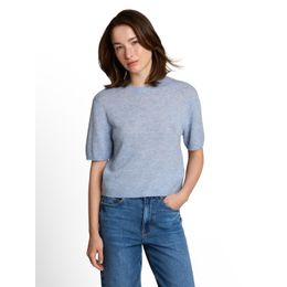 Damen V-Ausschnitt-Pullover, blau, Gr. M, Tom Tailor Denim, meliert, Strick, Obermaterial: 50% Polyester, 24% Polyacryl, 20% Polyamid, 6% Alpaka,
