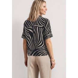 Street One Damen Hemdbluseschwarz, Gr. 42, gemustert, Stoff, 100% Viskose, Blusen, aus softer Viskose