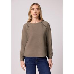 Street One Damen Langarmshirt, braun, Gr. 38, unifarben, Web, 75% Polyester, 20% Viskose, 5% Elasthan, Shirts, mit U-Boot-Ausschnitt