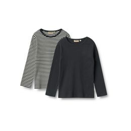 Wheat Jungen Longsleeve "Wheat 2 Rib T-Shirt L/S Stig", schwarz-wei&szlig;, Gr. 110, gestreift, 100% Baumwolle, Shirts