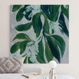 Bilderwelten Akustikbild Bl&auml;tter und Bl&uuml;ten in Gouache