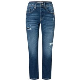 Gang Damen 5-Pocket-Jeans "94NICA CROPPED"real destroy midblau, Gr. 32, unifarben, 90% Baumwolle, 2% Elasthan, 8% Polyester, Jeans, im 5-Pocket-Style