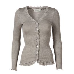 rosemunde Damen Strickjacke "Babette Silk Cardigan mit Seide", grau, Gr. M, Feinripp, Obermaterial: 70% Seide, 30% Baumwolle, Strickjacken,