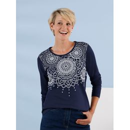Damen Longsleeve "Langarm-Shirt"marine, ecru, bedruckt, Gr. 38, bedruckt, gemustert, unifarben, 100% Baumwolle, Shirts