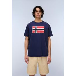 Napapijri Herren T-Shirt, blau, Gr. S, Obermaterial: 100% Baumwolle, Shirts, Kurzarm, mit Rundhalsausschnitt, aus Baumwolle, gerader Abschluss