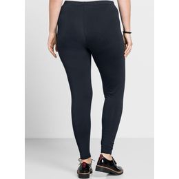 sheego Damen Leggingstiefblau, Gr. 46, unifarben, 95% Baumwolle, 5% Elasthan, Hosen