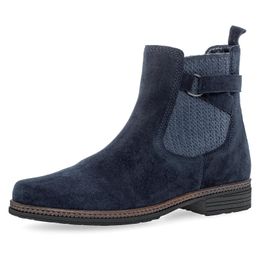 Gabor Damen Chelseaboots, Gr. 41, blau, Elastischer Einsatz, Veloursleder, Schuhe, Blockabsatz, Stiefelette, Businesschuh mit Zierriegel