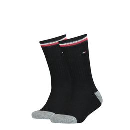Tommy Hilfiger M&auml;dchen Socken "TH KIDS ICONIC SPORTS SOCK 2P", Gr. 35, schwarz, Baumwollmischung, Socken