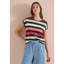 Cecil Damen T-Shirt, bunt, Gr. XL, gestreift, Web, 50% Baumwolle, 50% Modal, Shirts, mit Rundhalsausschnitt
