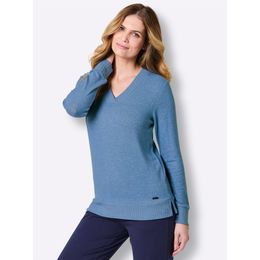 Damen Langarmshirt "Shirt", Gr. 52, blau, 74% Viskose, 21% Polyester, 5% Elasthan, unifarben, Shirts