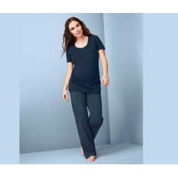 Tchibo - Umstands- und Stillpyjama - Damen - Gr. L - dunkelblau/gepunktet