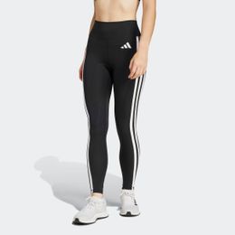 Damen Trainingstights "OPTIME ESSENTIALS 3-STREIFEN 7/8-LEGGINGS", schwarz-wei&szlig;, Gr. L, adidas Performance, Obermaterial: 85% Polyester, 15%
