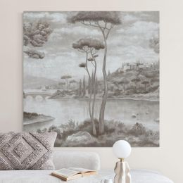 Bilderwelten Akustikbild Idyllische Landschaft mit antikem Tempel