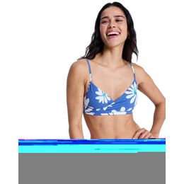 Roxy Damen Bandeau-Bikini-Top "Printed Essentials Wrap Bra", blau, Gr. XXL, Obermaterial: 85% Polyester, 15% Elasthan., Bikini-Oberteile