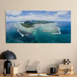 Bilderwelten Akustikbild Mauritius Luftaufnahme mit Strand und Riff