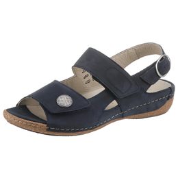 Waldl&auml;ufer WALDL&Auml;UFER Damen Riemchensandale "HELIETT", Gr. 4, blau, Nubukleder, Schuhe, Sommerschuh, Sandalette, Keilabsatz, mit Wechselfu&szlig;bett, H-Weite