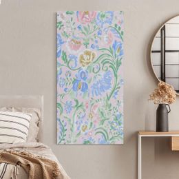 Bilderwelten Akustikbild Gemaltes Blumenmuster auf Rosa