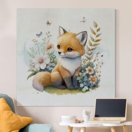 Bilderwelten Akustikbild Fuchs auf Blumenwiese