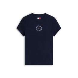 Tommy Jeans Shirt 'Logo Slim' Damen Gr&ouml;&szlig;e L navy / rot / wei&szlig;