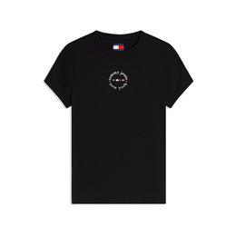 Tommy Jeans Shirt 'Logo Slim' female size M Black / White