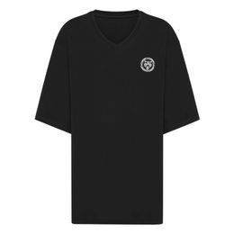 Plein Sport Herren T-Shirt "Kurzarm-V-Ausschnitt-T-Shirt", schwarz, Gr. XL, Obermaterial: 100% Baumwolle, Shirts