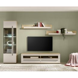 Pharao24.de Wohnzimmerschrankwand Designer Wohnwand 200 cm hoch und 42 cm tief (vierteilig)