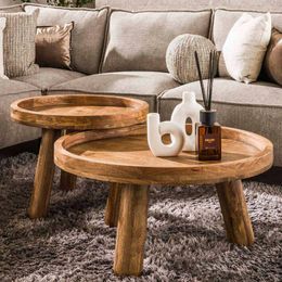 Pharao24.de Satztisch Couchtische in modernem Design mit Dreifu&szlig;gestell (zweiteilig)