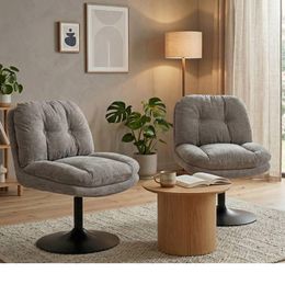 Pharao24.de Polsterstuhl 2 St&uuml;hle um 360 Grad drehbar aus Boucle (2er Set)