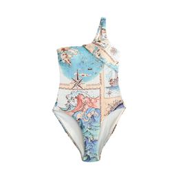 next Badeanzug Damen Gr&ouml;&szlig;e M creme / aqua / schwarz / wei&szlig;