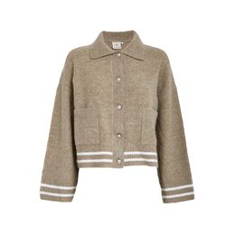 Sel by peppercorn Peppercorn Strickjacke 'Kamilla' Damen Gr&ouml;&szlig;e XXL dunkelbeige / wei&szlig;