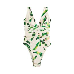 Mint Velvet Badeanzug Damen Gr&ouml;&szlig;e M creme / gr&uuml;n / dunkelgr&uuml;n / altrosa
