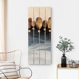 Bilderwelten Holzbild originell gold Abstrakt Aquarell - Abstrakte goldene Steine - Deko Wohnzimmer Schlafzimmer