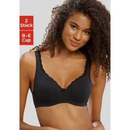 Damen T-Shirt-BH, PETITE FLEUR BY LASCANA, Gr. 75, schwarz, Jersey, Obermaterial: 85% Baumwolle, 10% Polyamid, 5% Elasthan, BHs, mit B&uuml;gel &